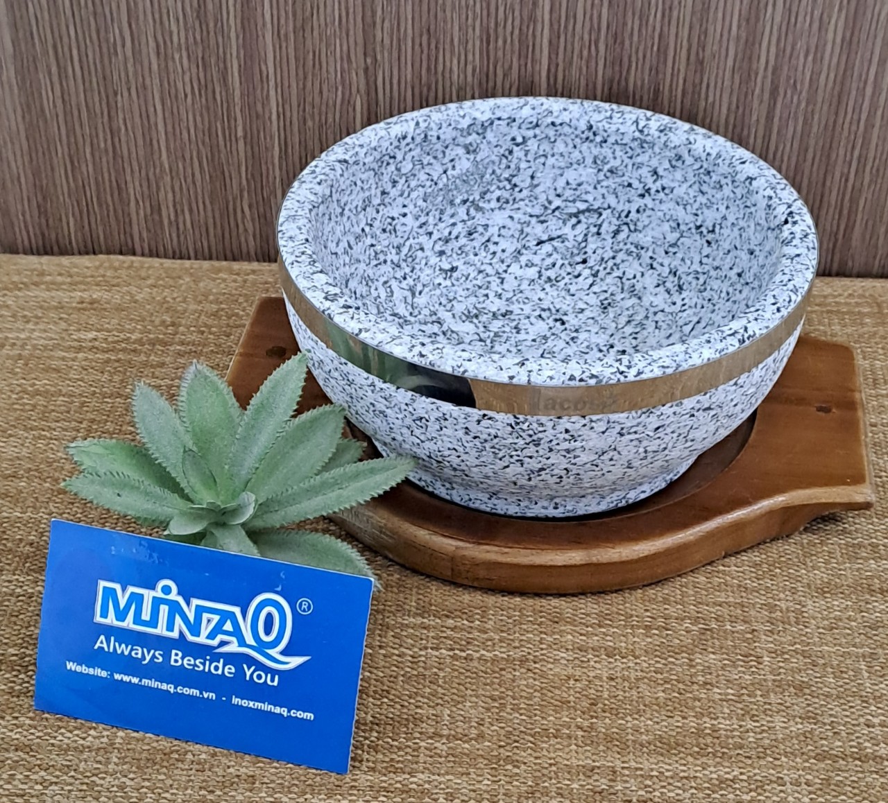 Thố đá/Tô đá + Đế gỗ Lacosa | Lacosa